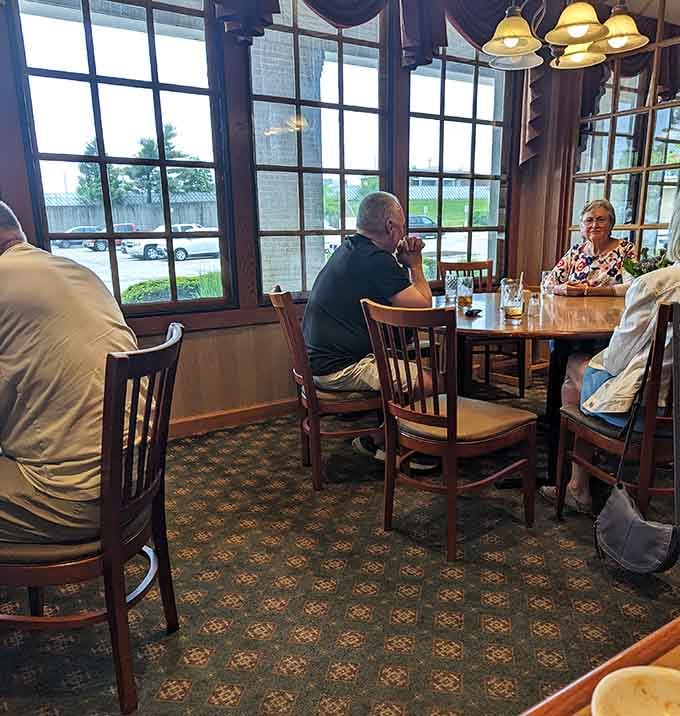 Real people enjoying real meals in a space that feels welcoming rather than rushed or pretentious.