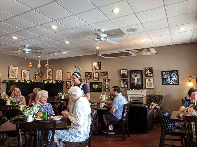 The cozy dining room fills with happy customers who've discovered Lexington's most whimsical breakfast secret.