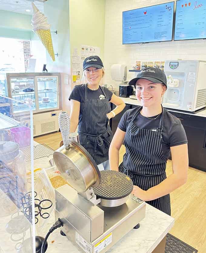 Friendly faces behind the counter understand that serving ice cream here means creating joy without the anxiety.