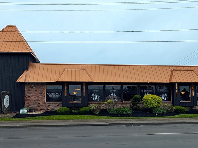 The Griffon Gastropub's copper roof signals good food ahead for those exploring beyond the tourist zone.