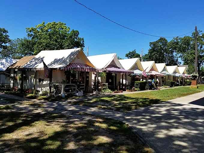 The tent community proves that canvas and wood can create surprisingly cozy summer homes for generations.