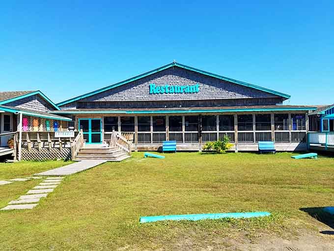 Ocracoke Oyster Company promises fresh catches in a laid-back setting where flip-flops count as formal wear.