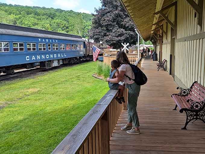 The anticipation builds as departure time approaches and the valley's beauty beckons from just beyond the platform.