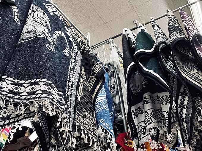 Textiles cascade in geometric patterns that would make any interior designer stop dead in their tracks and start planning.