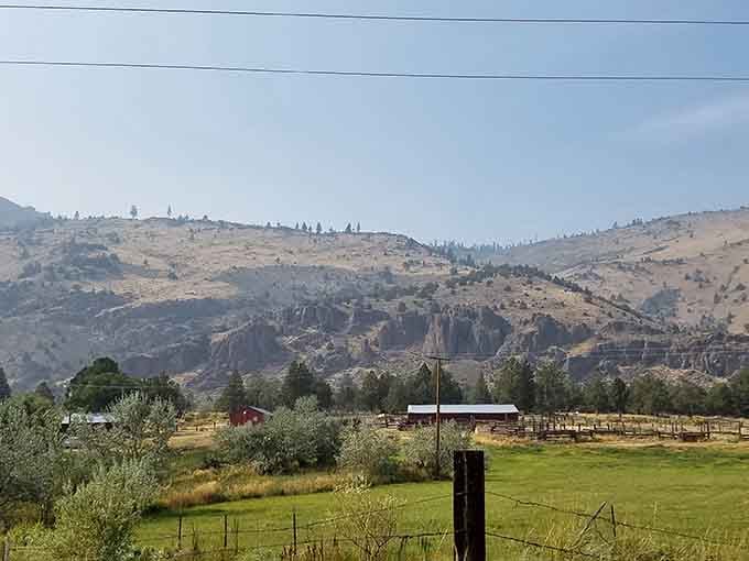 Pastoral scenes framed by ancient cliffs prove that Oregon's outback is equal parts rugged wilderness and working farmland.