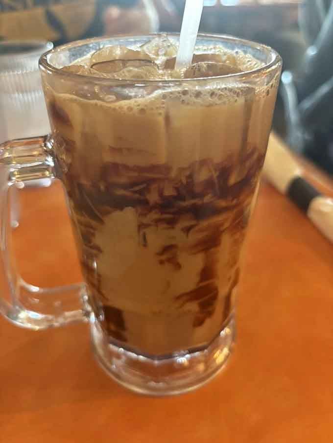 Chocolate hazelnut iced coffee that looks like dessert but functions as your morning fuel&mdash;it's multitasking at its finest.