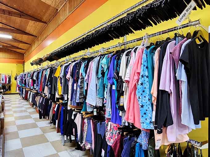 Rows of women's clothing offering style options that won't require a payment plan or financial counseling session.