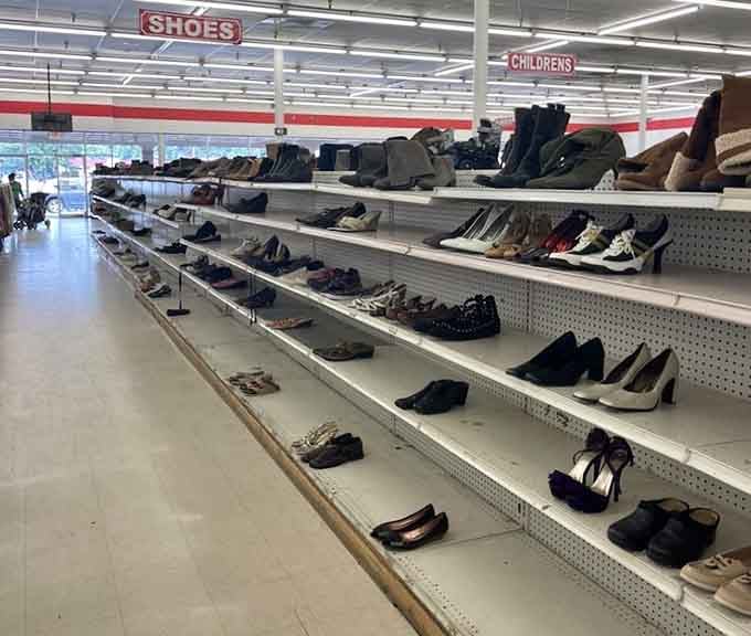 Shoes lined up like soldiers awaiting deployment to their next adventure, from heels to flats and everything between them.