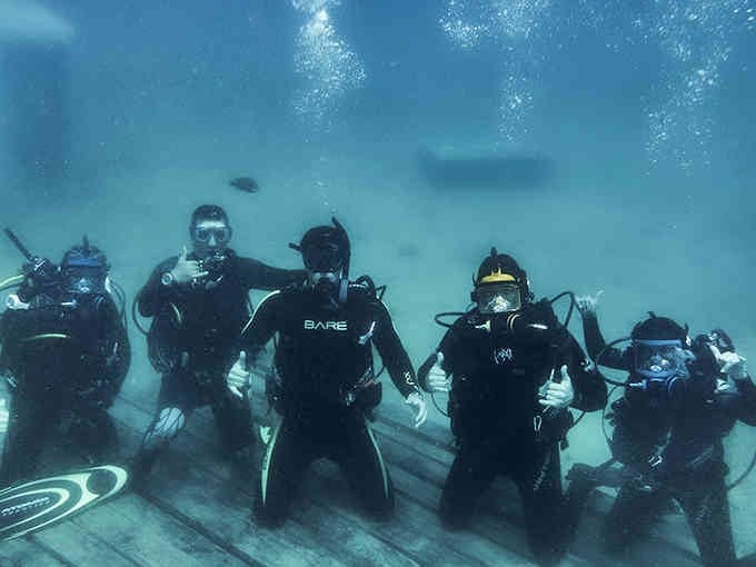 Underwater training sessions where future dive masters learn their craft in some of the clearest water around.