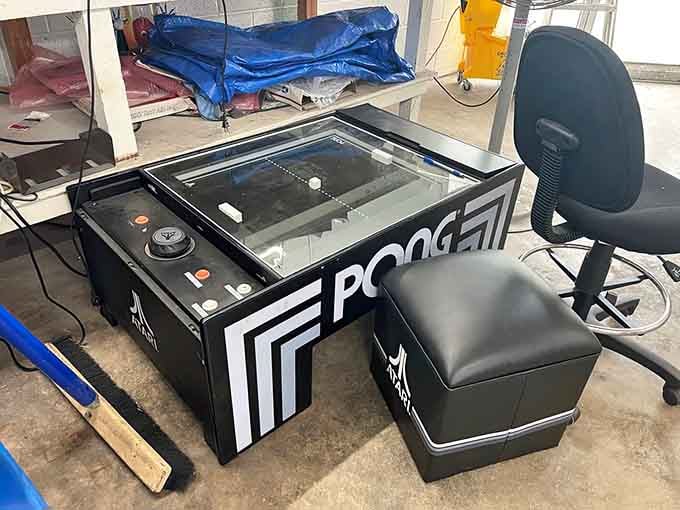 Atari Pong in cocktail table form, the granddaddy of video games still holding court after all these years.