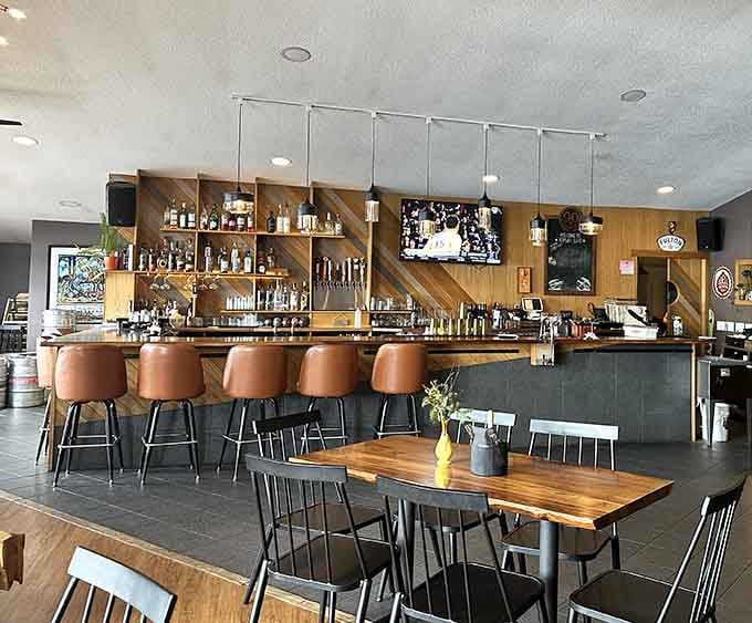 The bar beckons with leather stools and local brews, inviting you to stay awhile longer.