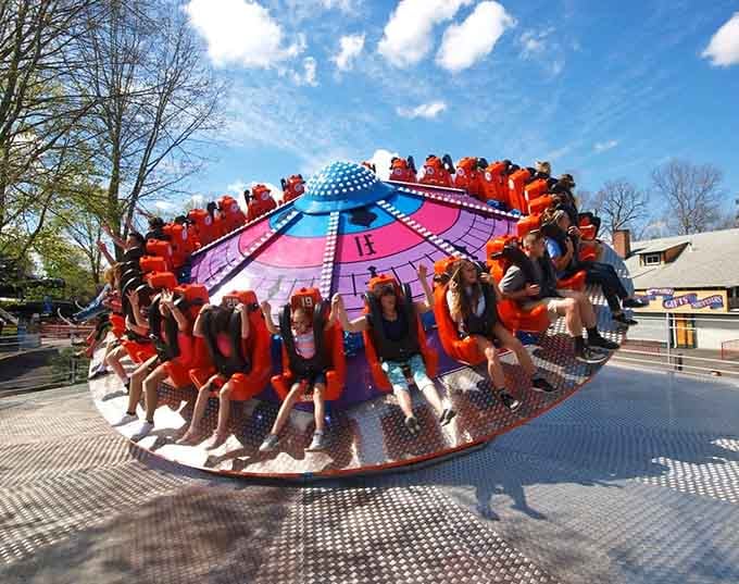 Reverse Time spins guests in a kaleidoscope of color, defying gravity and common sense simultaneously.