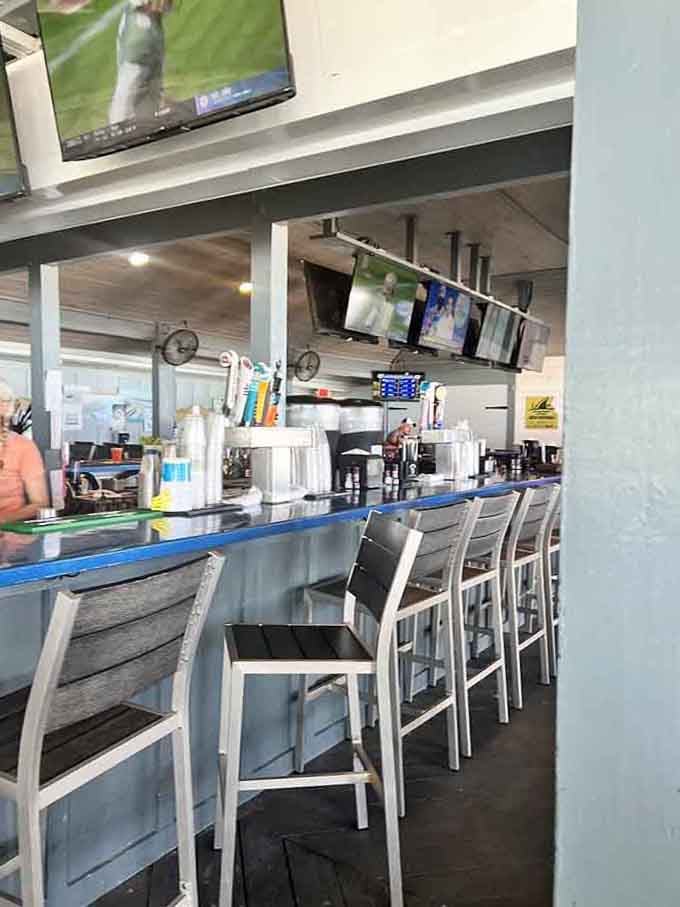 Bar seating with ocean views and TVs means you can catch the game while catching some rays simultaneously.