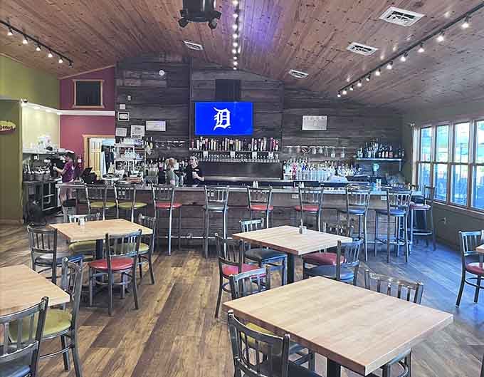 The bar area where craft brews meet comfort, and nobody judges you for ordering another round with dessert.