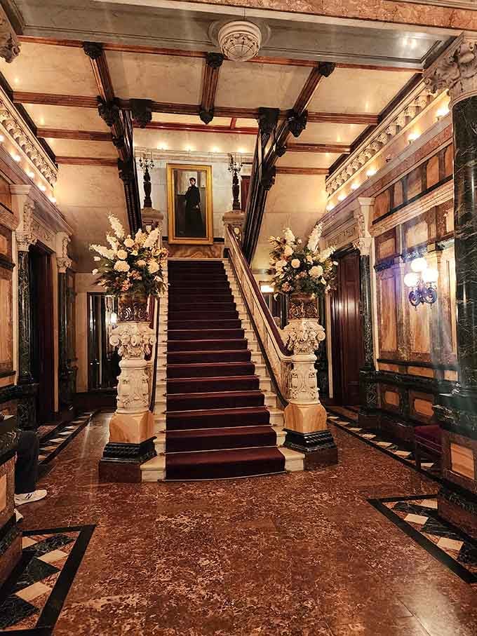 That grand staircase practically begs you to descend it like you're arriving at a ball, sneakers and all.