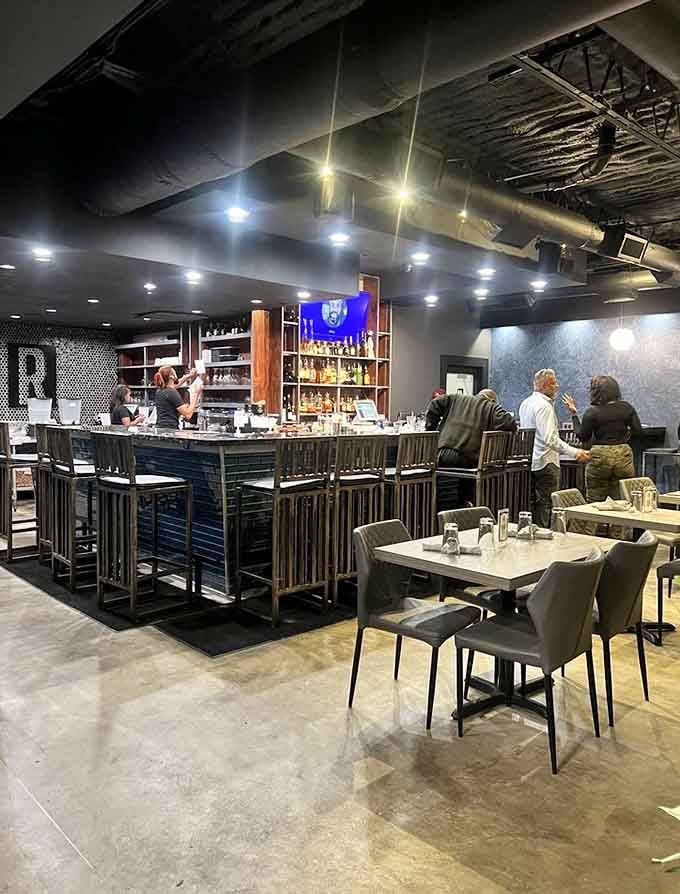 A well-stocked bar with sports on TV means this spot understands that dining involves more than just eating.