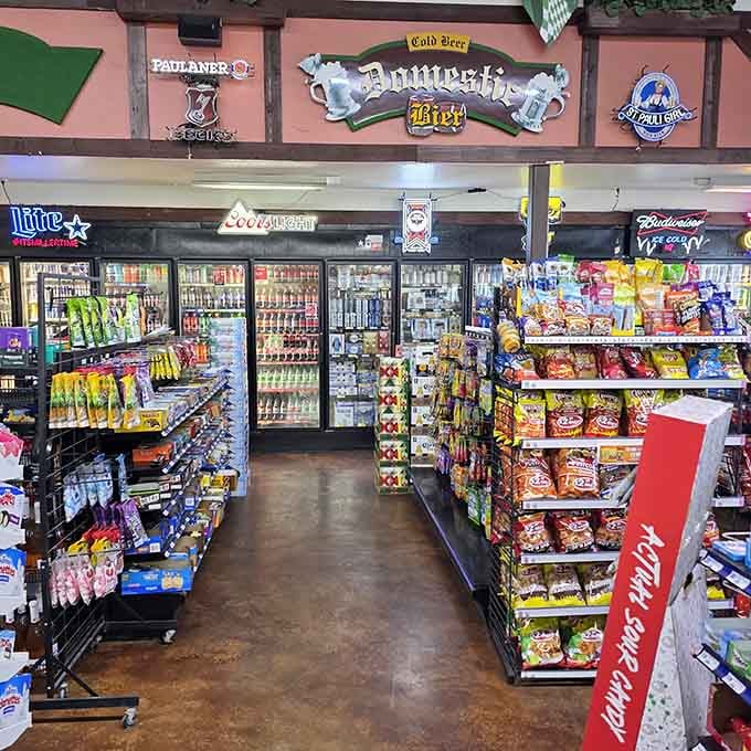 The spacious interior proves this place takes its snack game seriously, with room for both chips and cinnamon rolls.