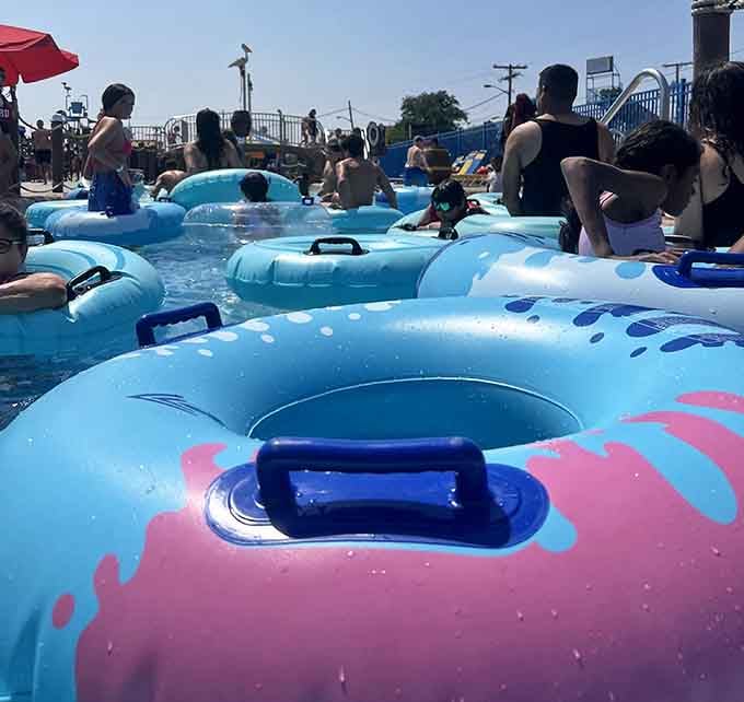 A sea of colorful tubes ready to transport you into maximum relaxation mode around the winding waterway.