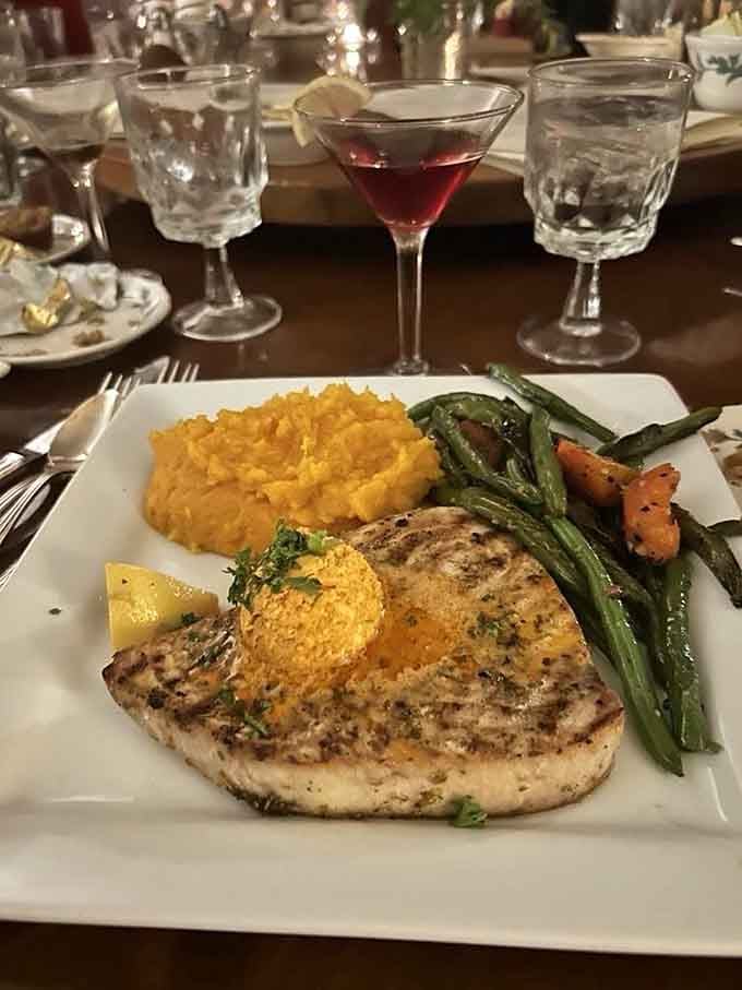 Swordfish plated so beautifully you almost feel guilty cutting into it, but you get over that quickly.