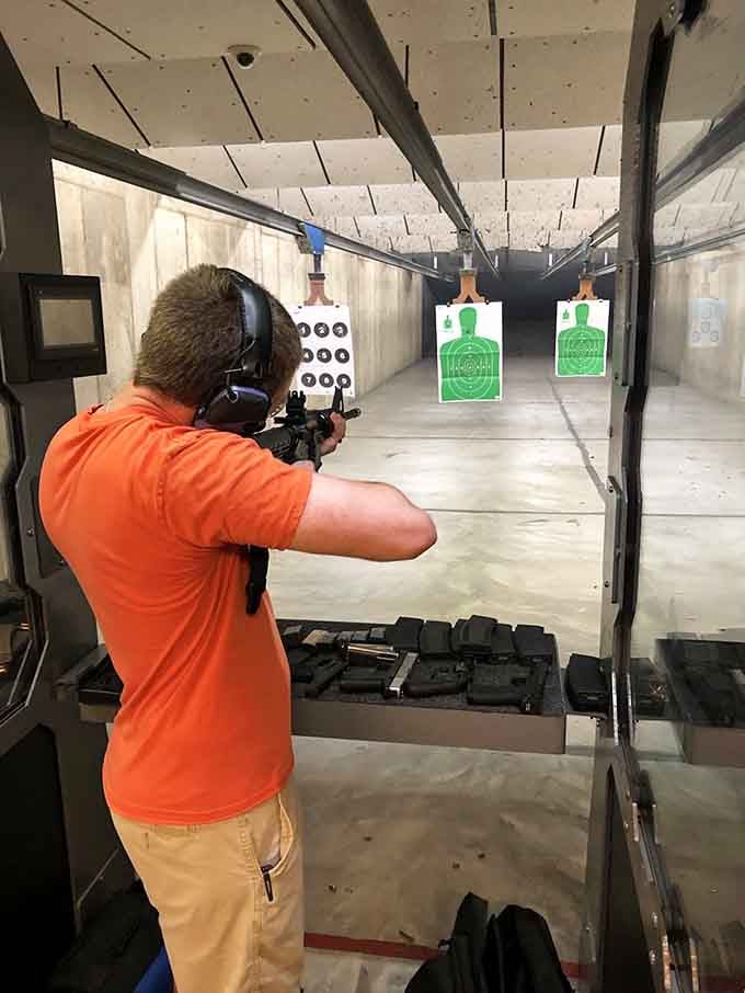 Range time means serious business with proper safety gear and professional lanes for every skill level.