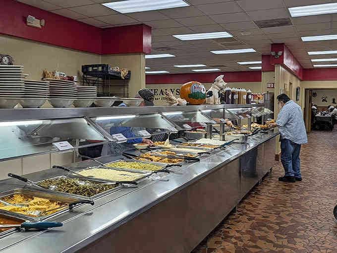 Fresh trays of golden goodness await at the buffet, where the only hard decision is what to try first.