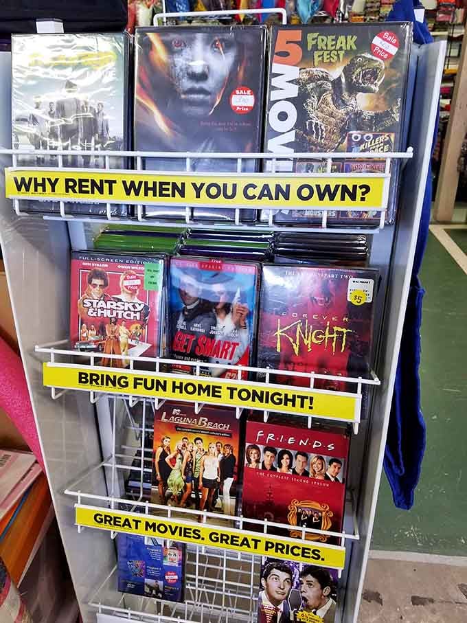 DVDs remind us when "bring fun home tonight" meant actually owning movies instead of endless scrolling subscriptions.