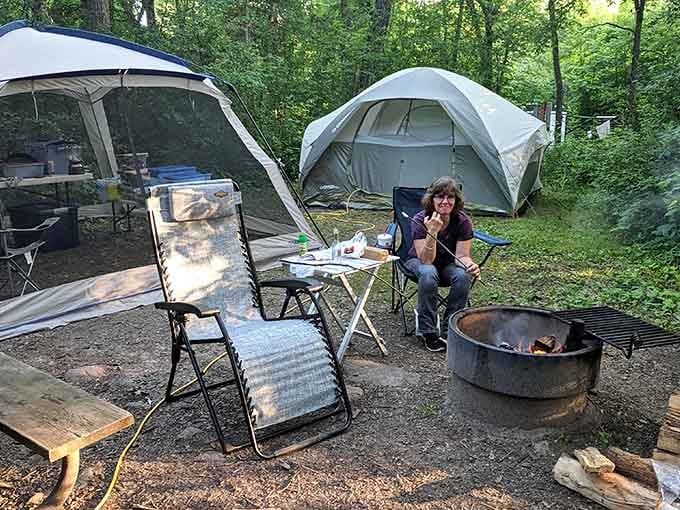 Your campsite neighbor is a tent, not a condo, which means you're doing this whole nature thing exactly right today.