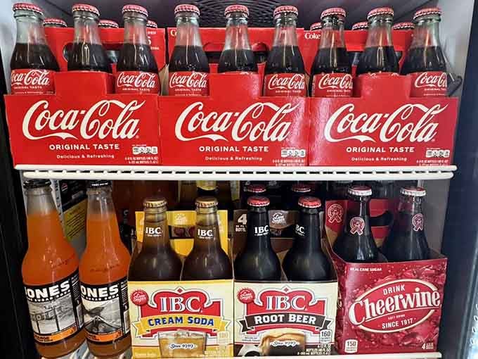 Glass-bottled sodas in a cooler remind you that some things taste better when they're served the old-fashioned way.