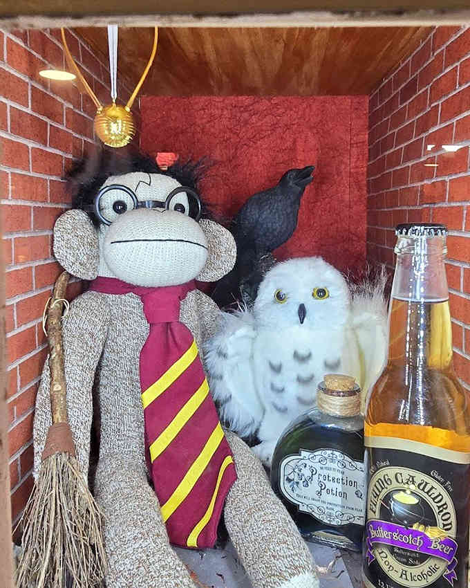 Hogwarts has nothing on this magical display where sock monkeys master spells and butterbeer with equal enthusiasm.