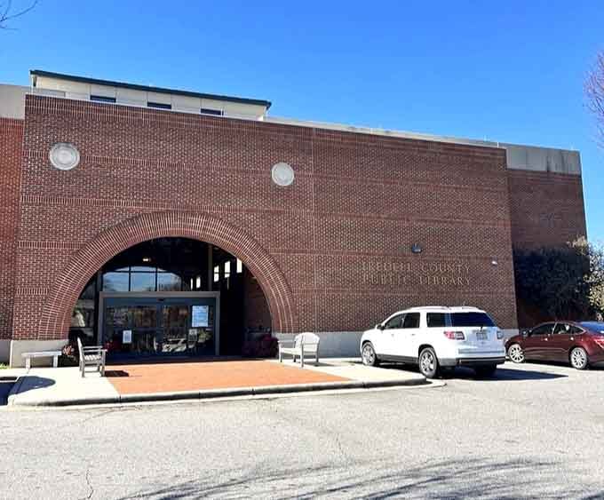 That distinctive arched entrance welcomes book lovers and knowledge seekers with architectural flair that beats any cookie-cutter design.