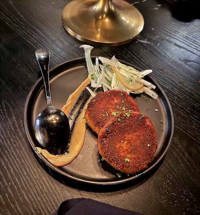 Jumbo lump crab cakes that respect the crab by letting it shine without unnecessary filler interference.