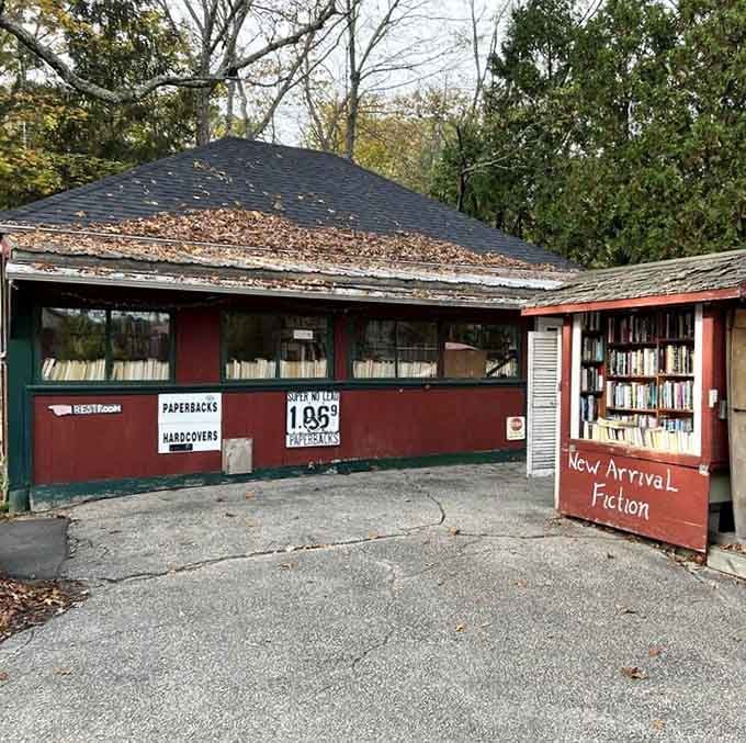 Fiction lives outdoors under a rusty roof, which somehow feels perfectly appropriate for stories and imagination.