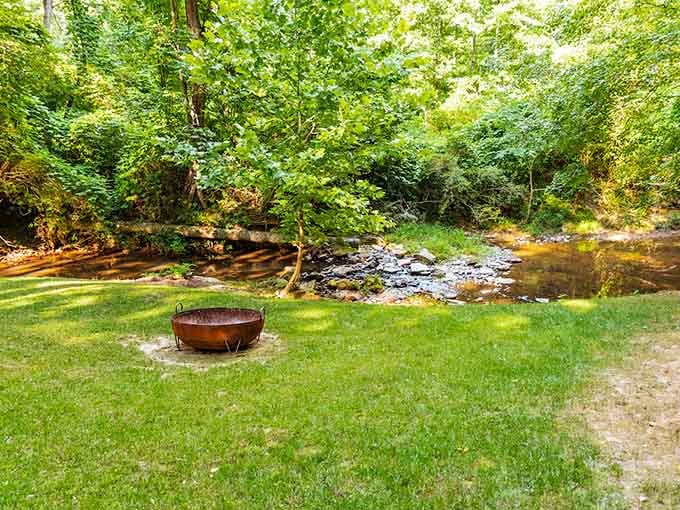 Nothing says relaxation quite like a fire bowl beside a babbling creek in the Alabama woods.