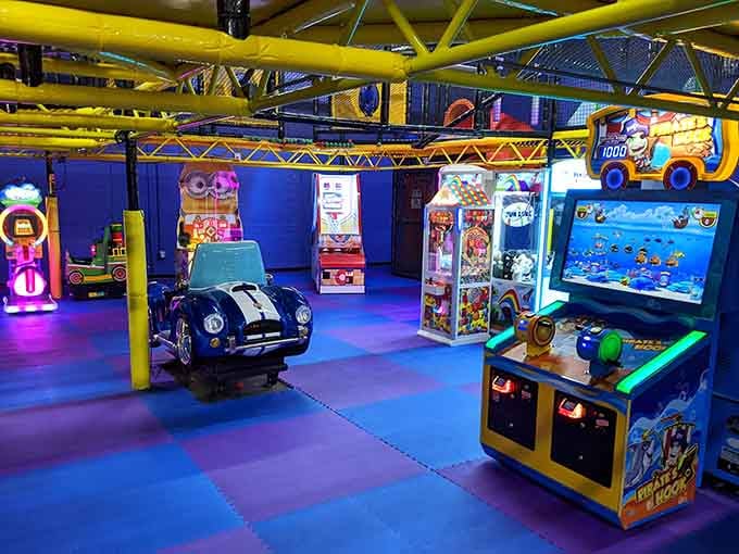 Classic arcade games line up like old friends, ready to challenge coordination and award tickets for glory.
