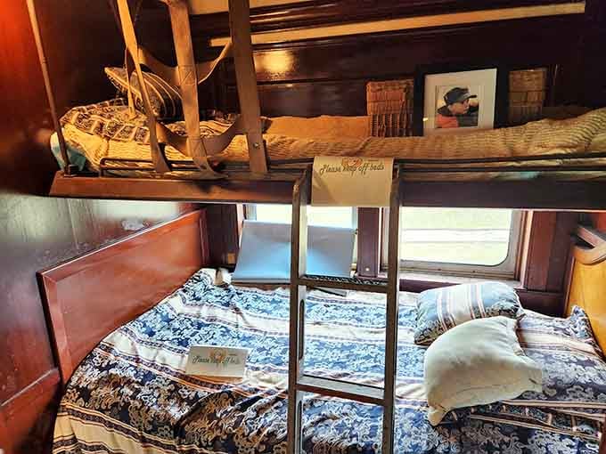 These cozy bunk beds prove that overnight train travel was an adventure, not just transportation between destinations.