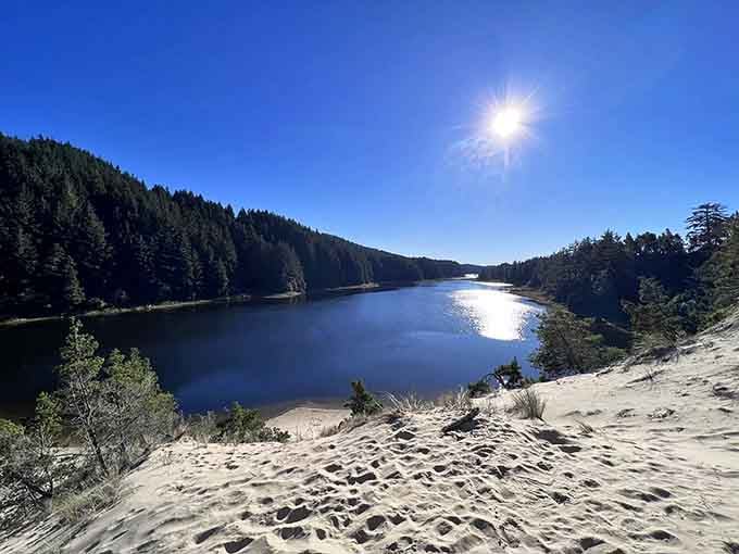 When the lake opens up before you like this, even your phone camera can't help but capture something magical.