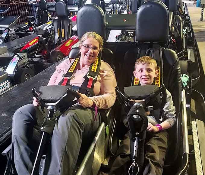 Multi-generational bonding through go-kart racing: where mama can finally prove she's still got those competitive driving skills.