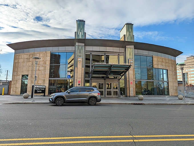 Trenton Transit Center's contemporary design connects commuters to major cities while keeping home base refreshingly affordable here.
