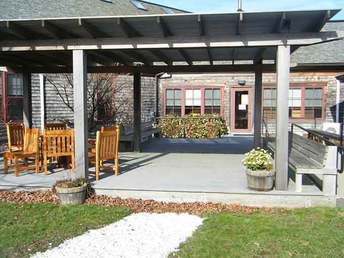 Truro's library offers peaceful refuge and outdoor seating where you can read with nature as your backdrop.