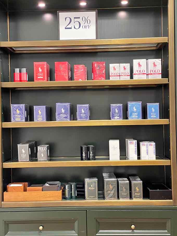 Polo fragrances lined up like soldiers, ready to make you smell expensive without the expensive part.