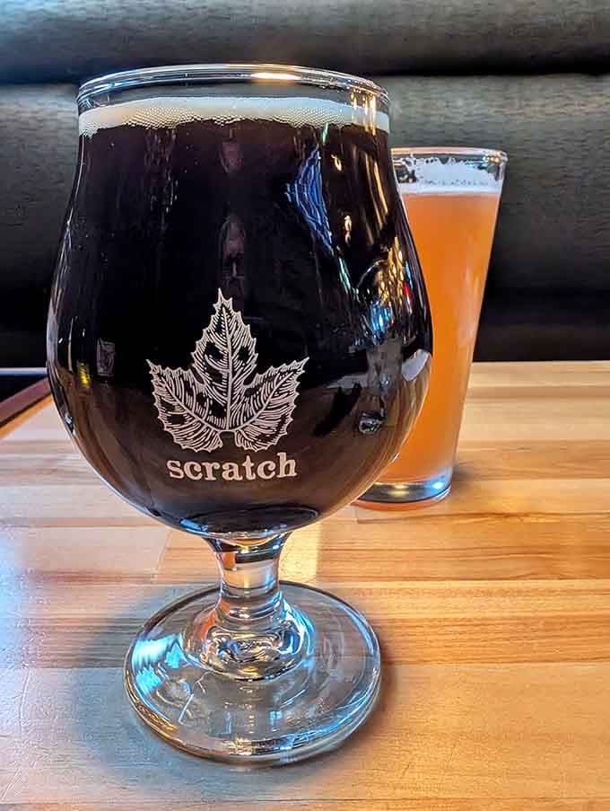 Local craft beer in proper glassware, because presentation matters even when you're keeping things casual.