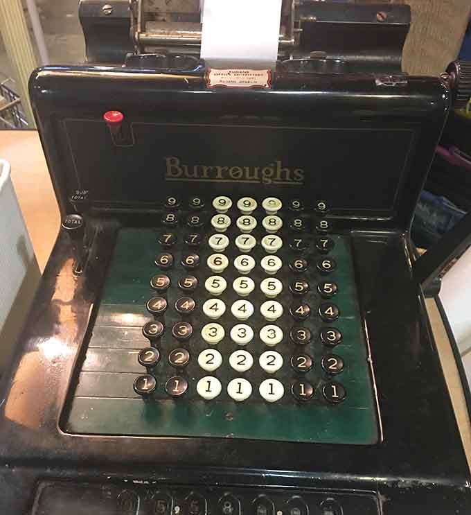 This vintage Burroughs adding machine is a beautiful reminder that calculators used to require actual muscle power.