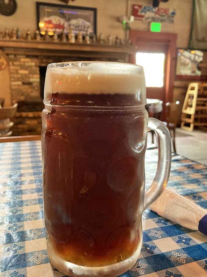 A proper German beer stein filled to perfection makes you want to raise a toast immediately.