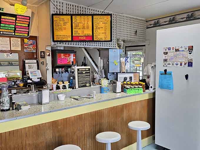 The vintage counter and menu boards remind you that some things are better when they stay exactly as they were.