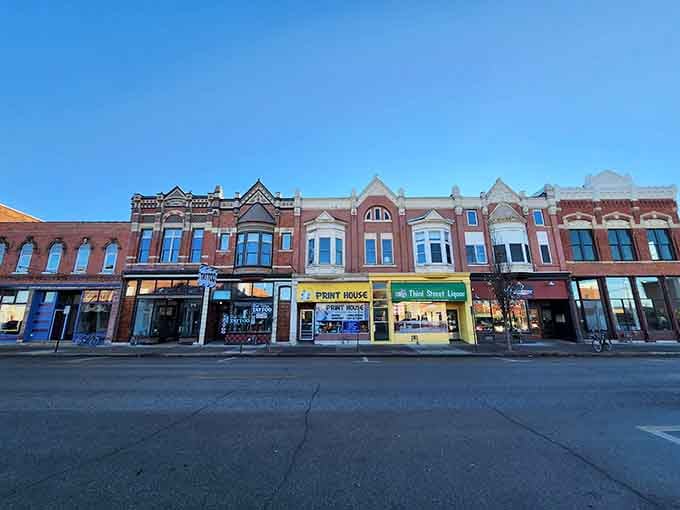 Colorful storefronts lining downtown streets, each one a small business with its own personality.
