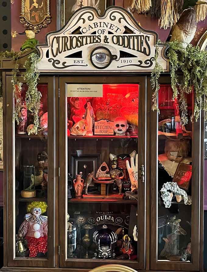 This cabinet of curiosities holds Ouija boards and supernatural oddities that would make Rod Serling raise an eyebrow.