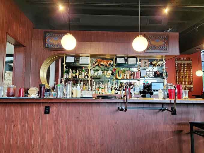 The bar setup has that welcoming vibe where everyone feels like a regular, even on their first visit.