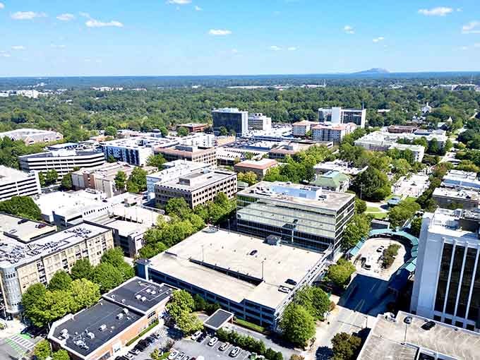 From above, you can see how this city grew outward from its railroad roots like rings on a tree.
