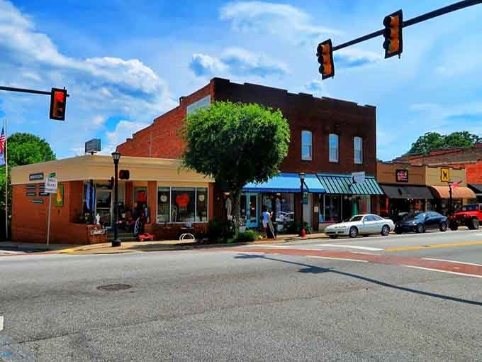 These brick buildings have stood strong through decades, housing businesses that serve neighbors who actually know each other's names.