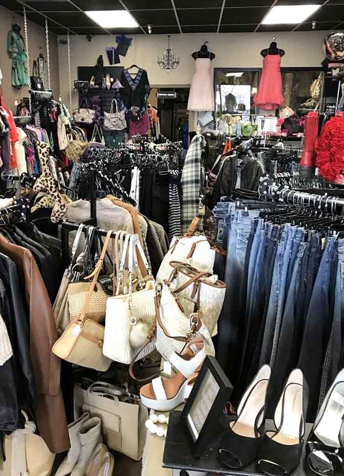 Inside, the carefully curated displays prove that resale fashion can look runway-ready.